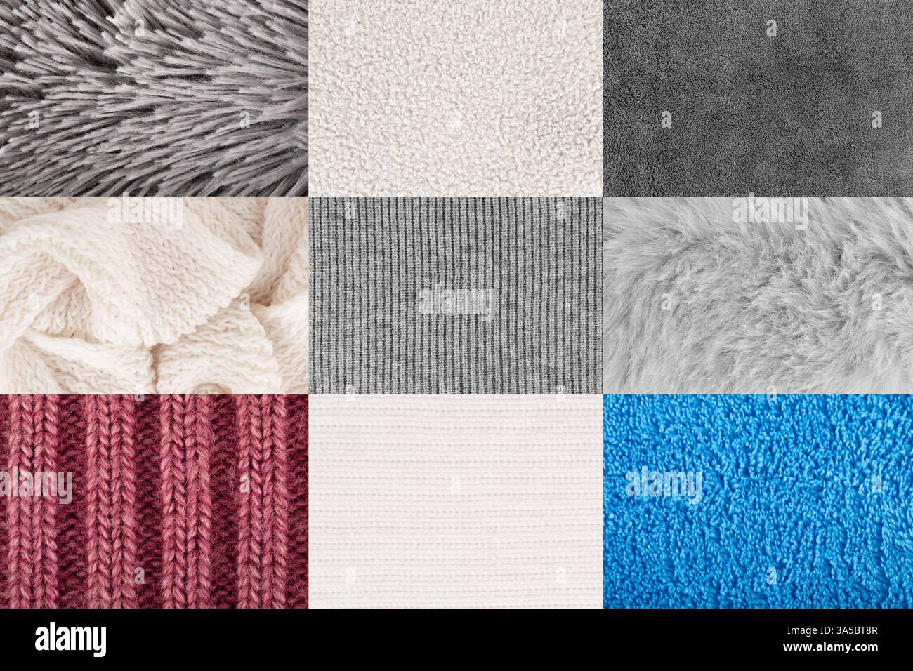 Set of fabric fur, wool backgrounds of different colors Stock Photo - Alamy