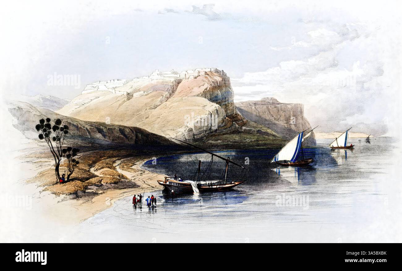 Fortress of Ibrim Nubia by David Roberts 1838 Orientalist Illustration ...