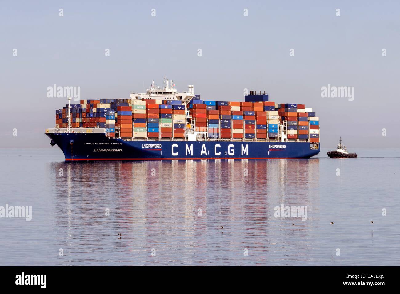 CMA CGM's LNG-powered container ship near Port Angeles, Washington, USA ...