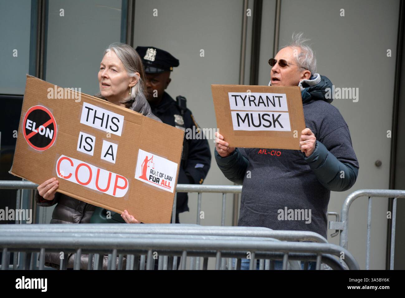Protesters at a Tesla Takeover event against Elon Musk and DOGE in ...