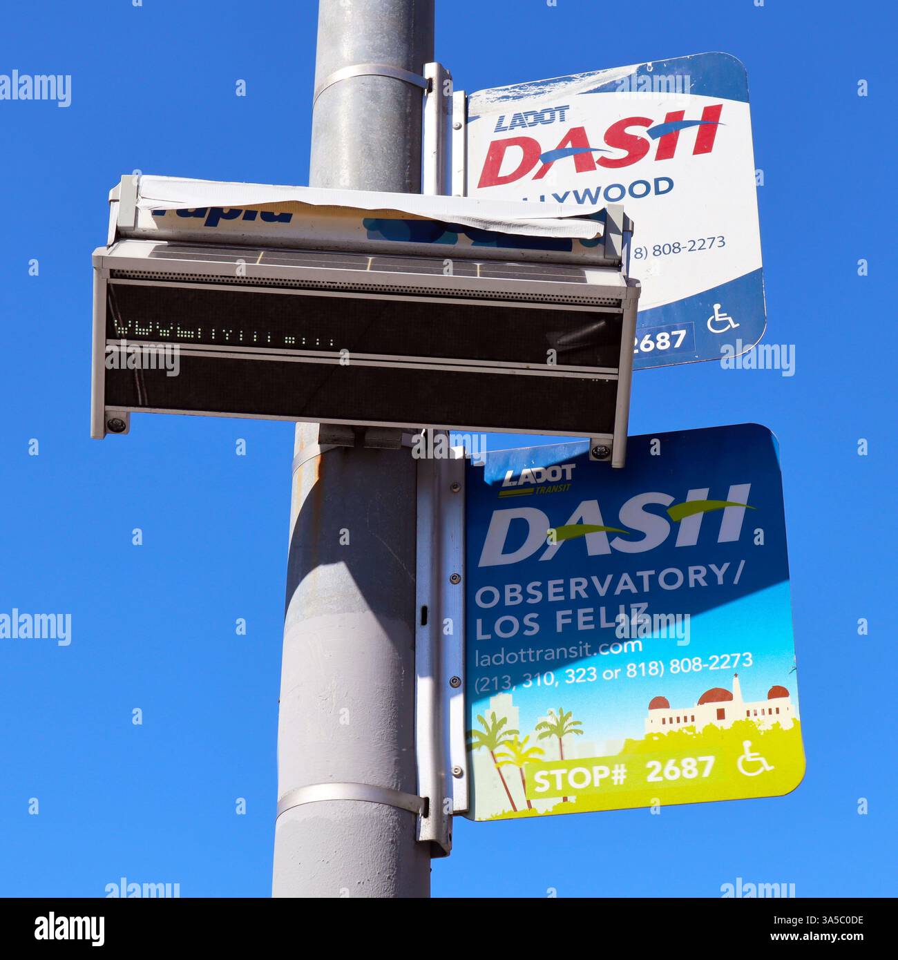 Los Angeles, California: LADOT DASH Bus Stop sign to Griffith ...