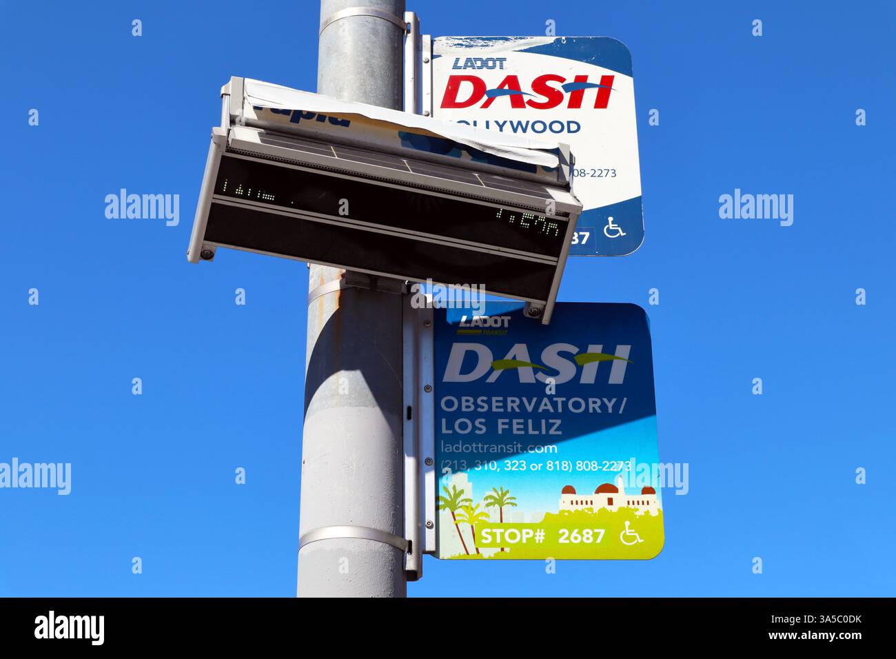 Los Angeles, California: LADOT DASH Bus Stop sign to Griffith ...