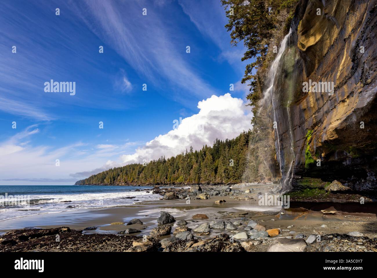 Waterfall on Mystic Beach - near Sooke, Vancouver Island, British ...