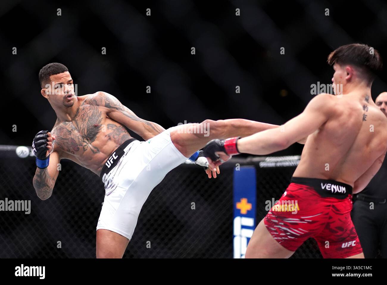 Felipe dos Santos (left) in action against Lone'er Kavanagh during the ...