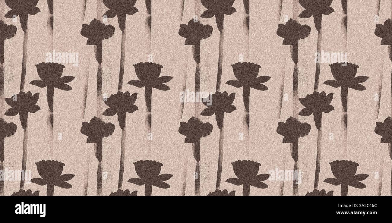 Mocha brown linen floral patterns seamless patterns border design ...