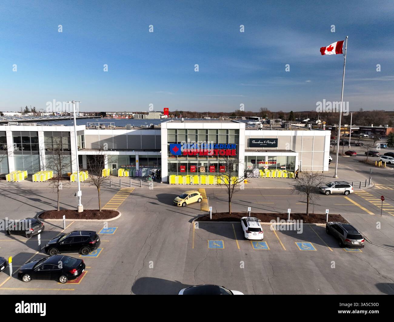Low level drone aerial view of a Loblaws Real Canadian Superstore ...