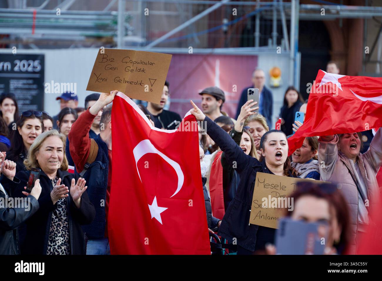 Frankfurt am Main, Germany. March 22, 2025. A protest organized by ...