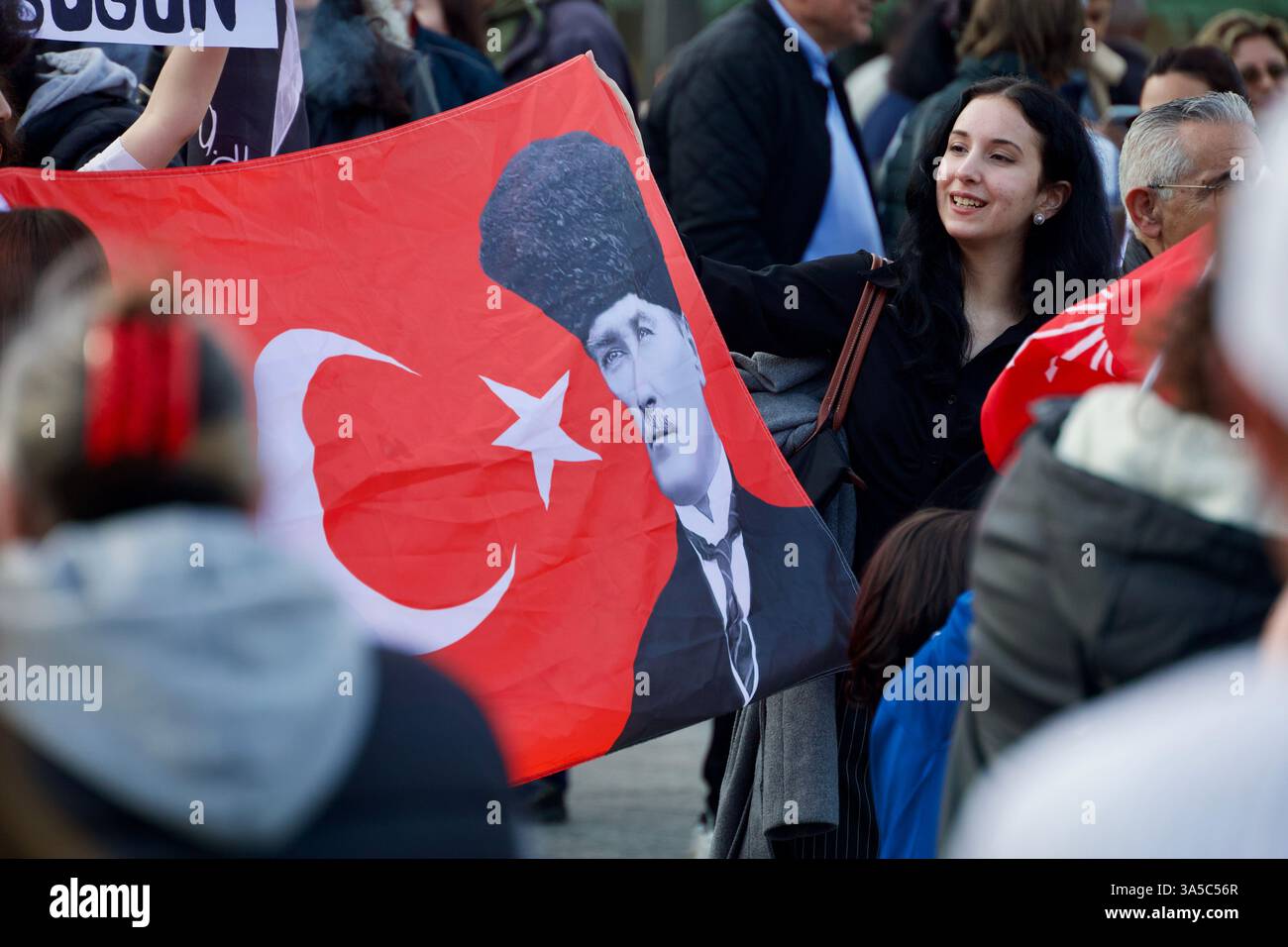 Frankfurt am Main, Germany. March 22, 2025. A protest organized by ...
