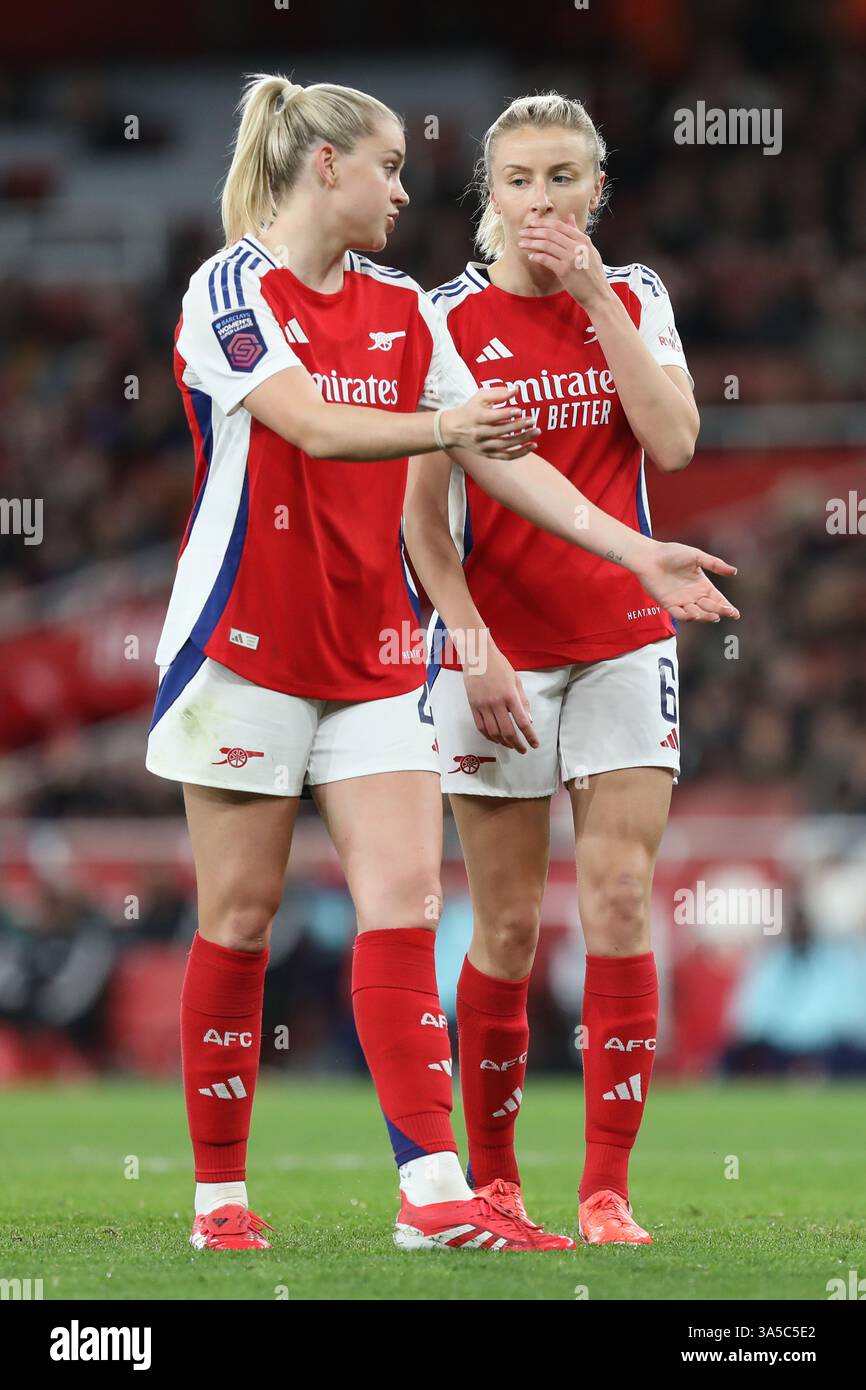 London, UK. 22nd Mar, 2025. Alessia Russo and Leah WIlliamson of ...