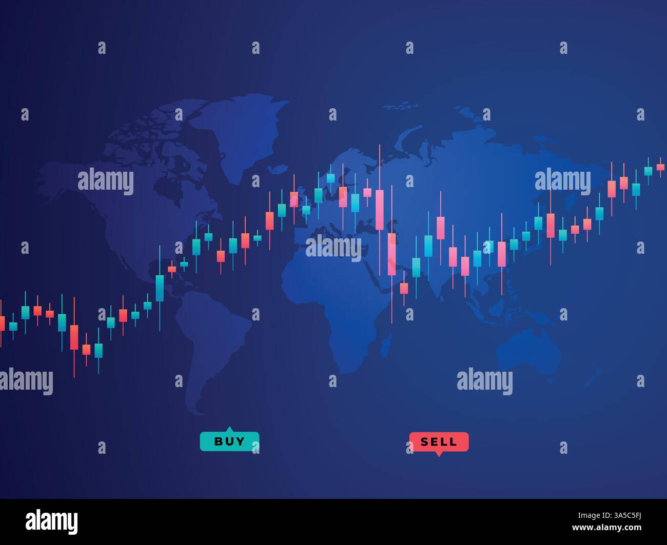 Stock market background with world map and financial graph Stock Vector ...