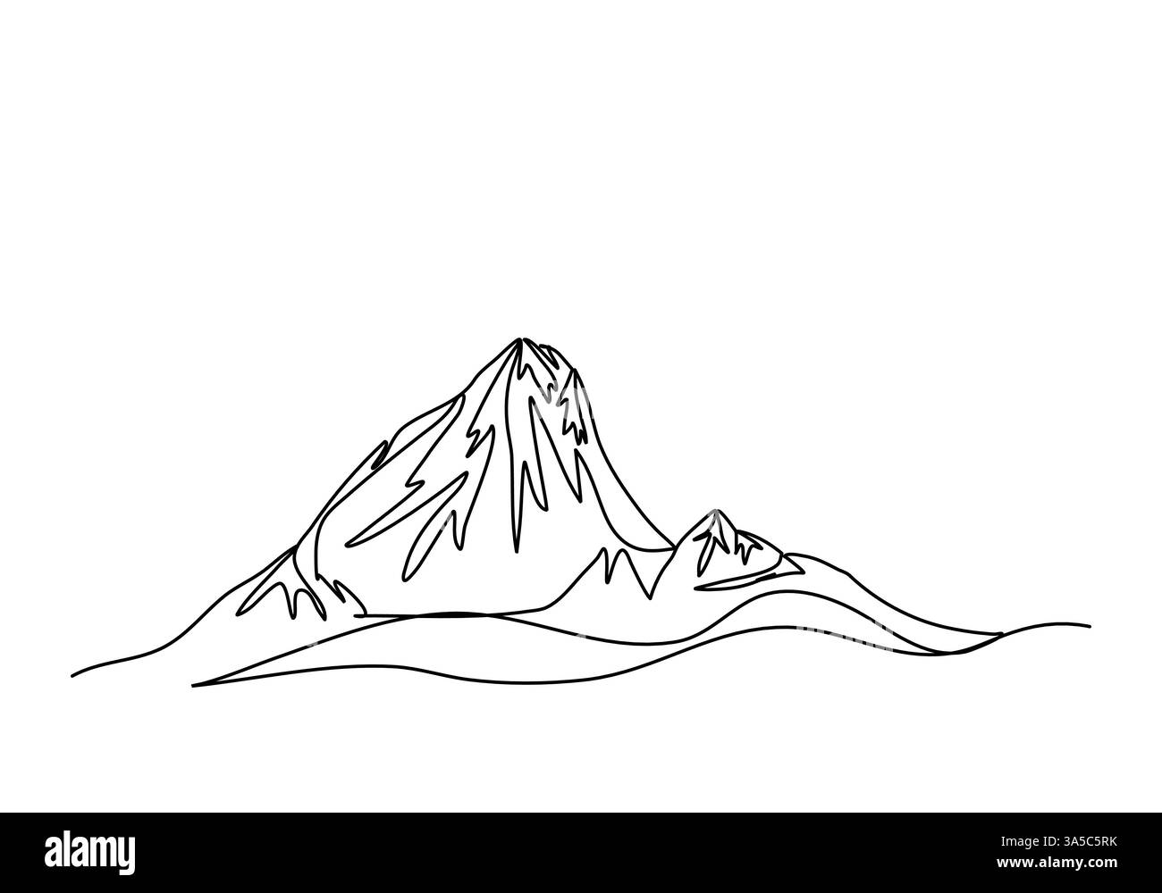 Mountains. One line drawing vector illustration Stock Vector Image ...