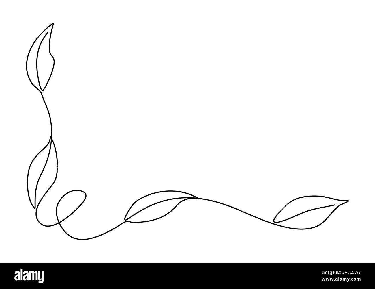 Flower floral corner frame. One line drawing vector illustration Stock ...