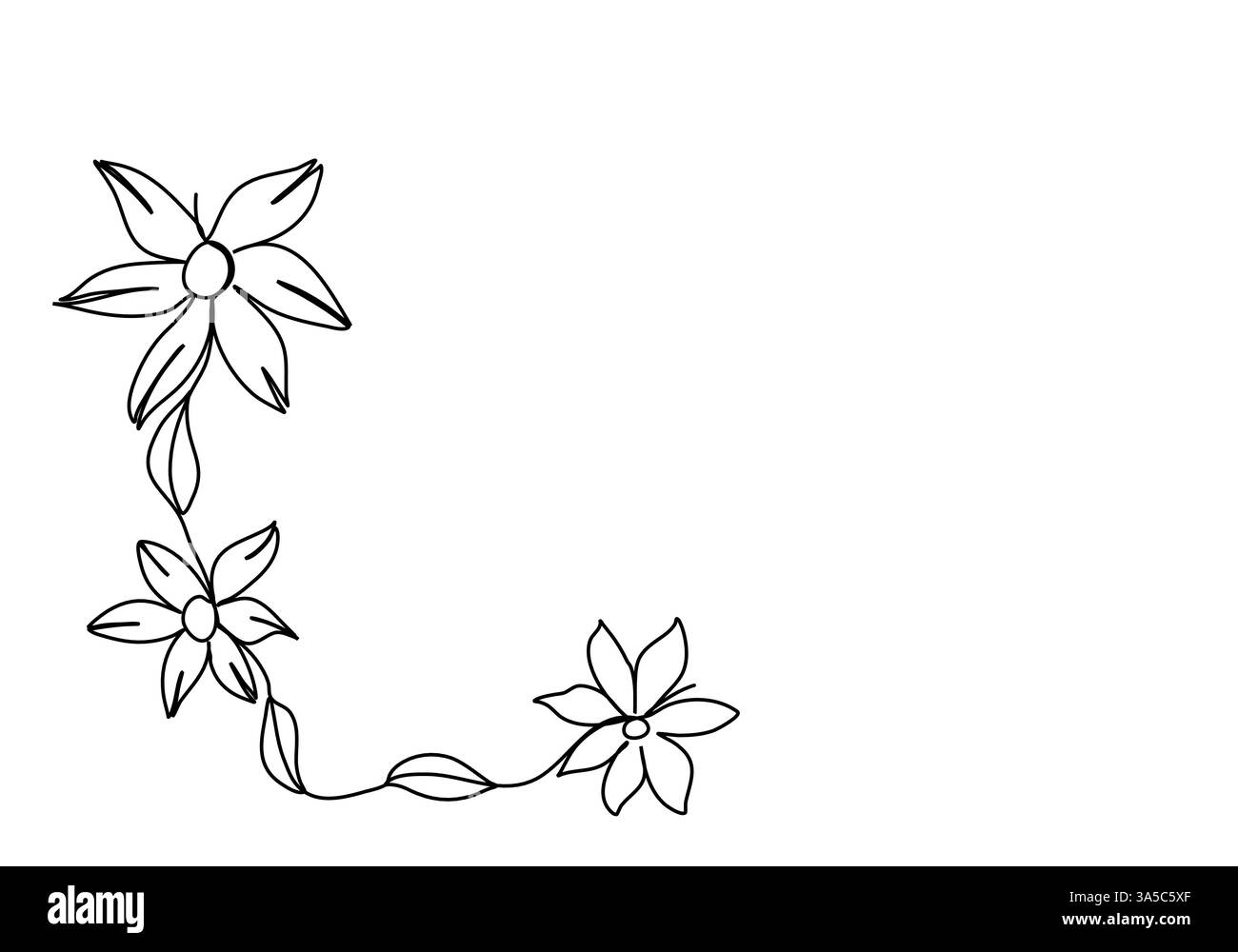 Flower floral corner frame. One line drawing vector illustration Stock ...