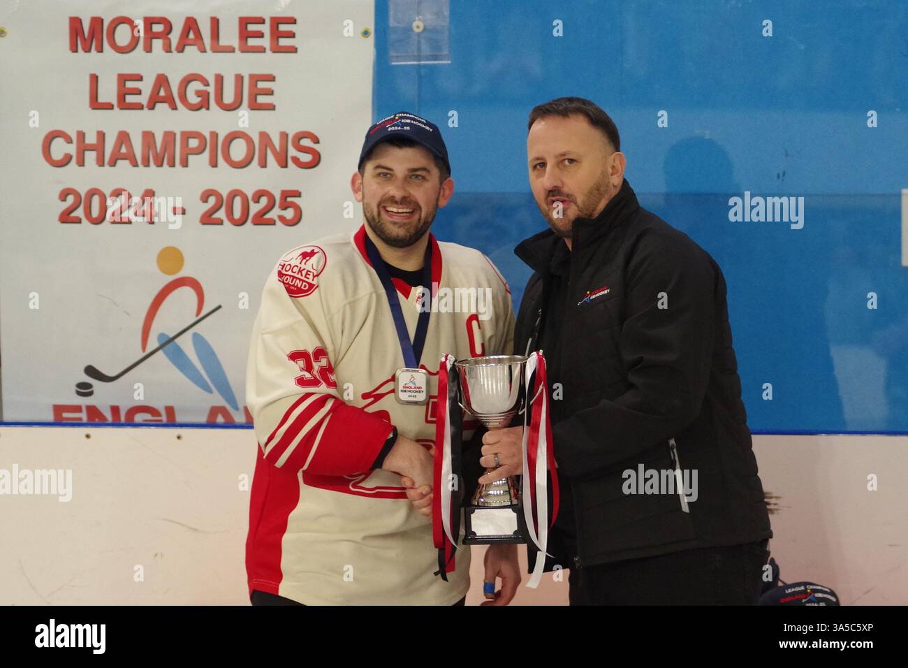 Billingham, England, 22 March 2025. Presentation of cup and medals to ...