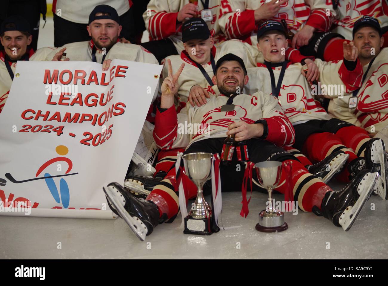 Billingham, England, 22 March 2025. Presentation of cup and medals to ...