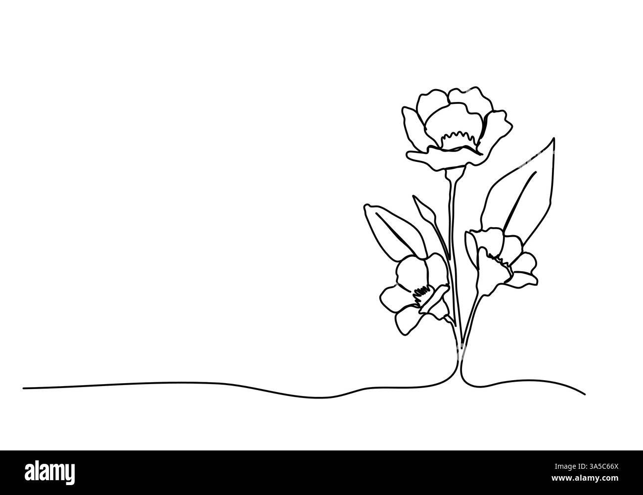 Flower, one line drawing vector illustration Stock Vector Image & Art ...