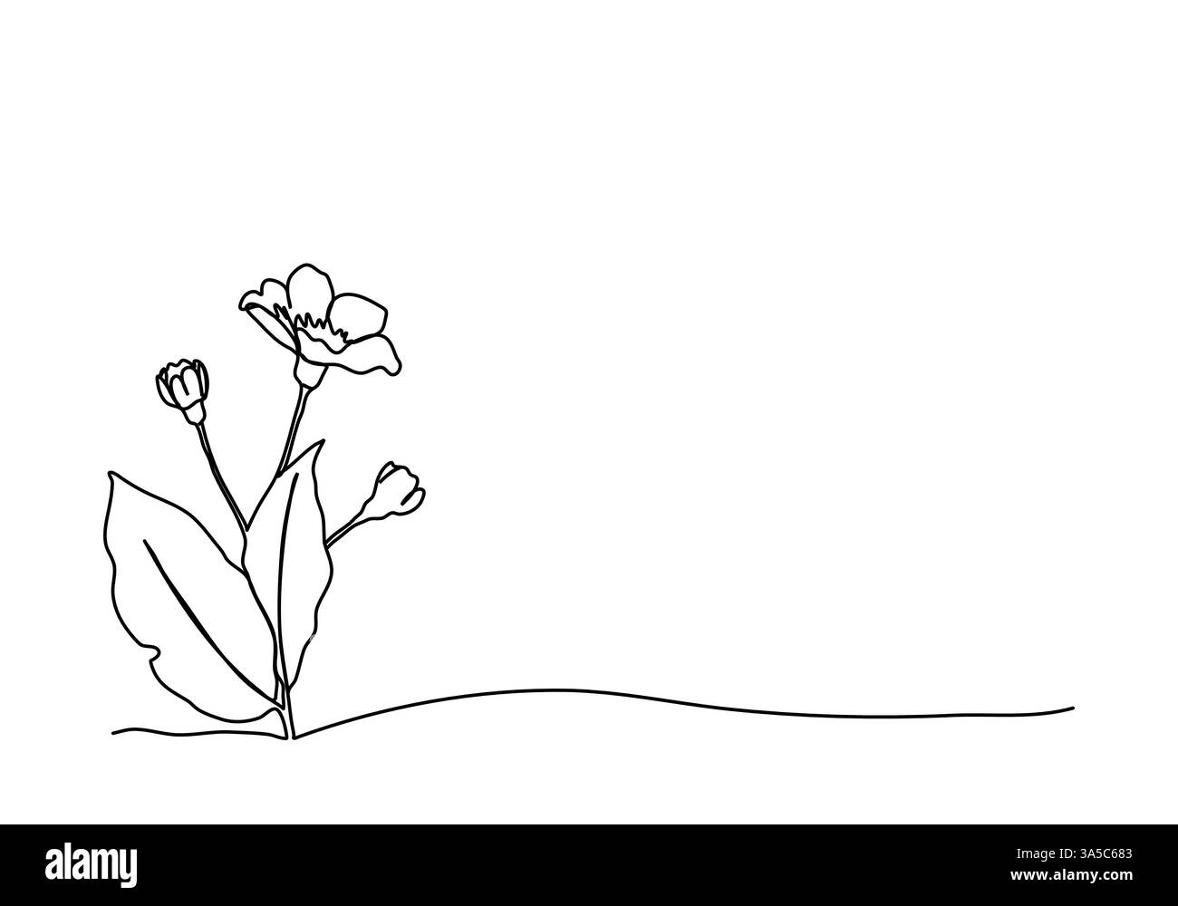 Flower, one line drawing vector illustration Stock Vector Image & Art ...