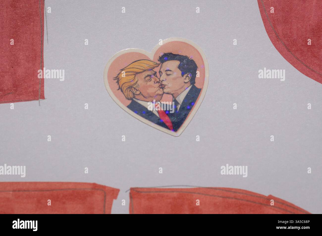 A drawing depicts President Donald Trump and Elon Musk kissing as ...