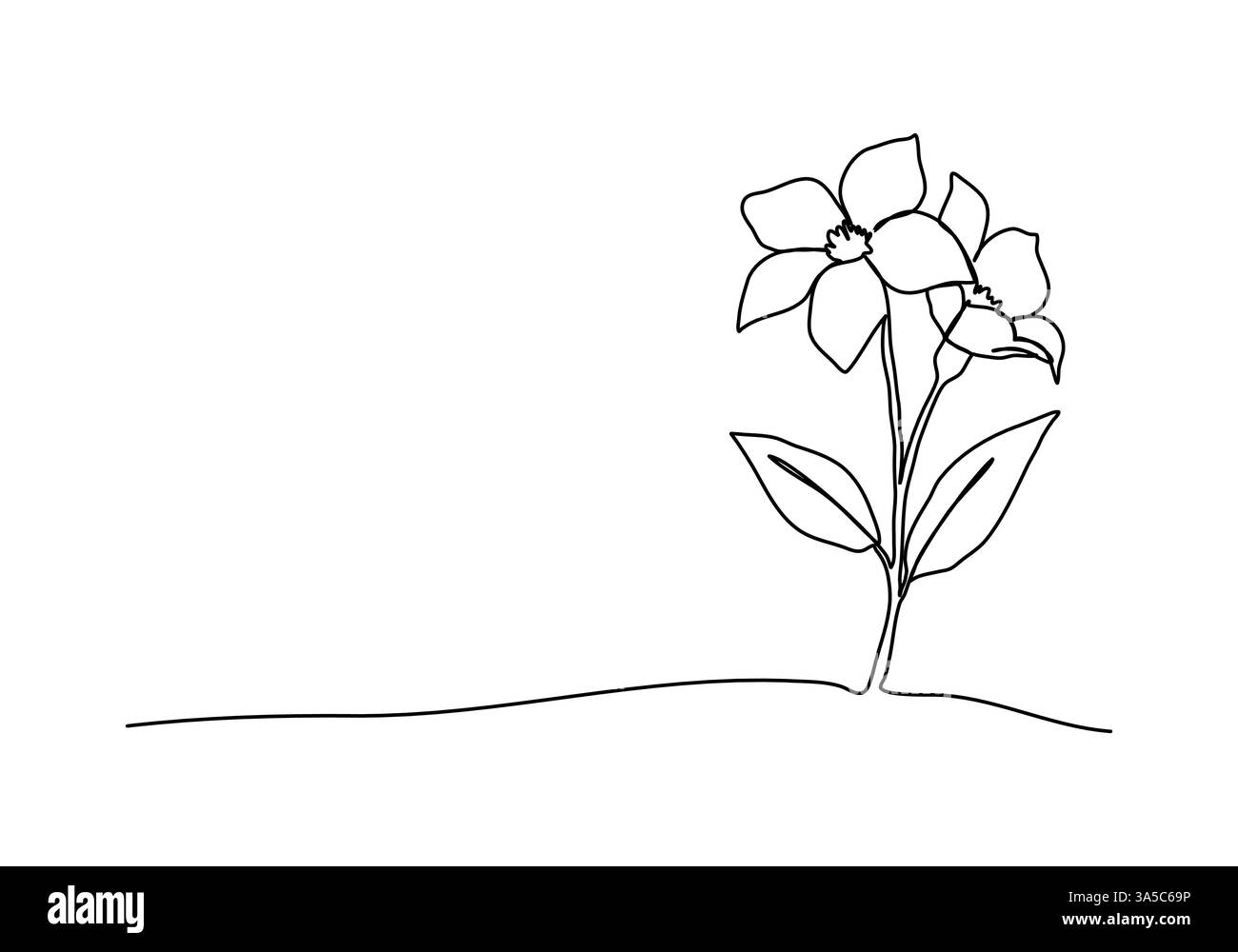 Flower, one line drawing vector illustration Stock Vector Image & Art ...