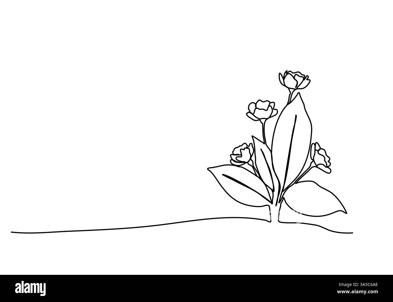 Flower, one line drawing vector illustration Stock Vector Image & Art ...