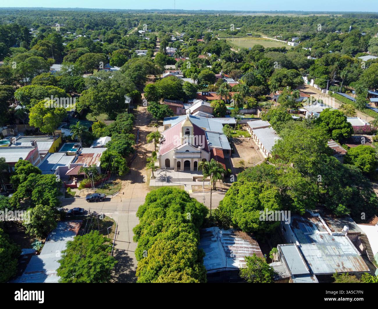 Aerial view of the Inmaculada Concepcion Church, a historical and ...