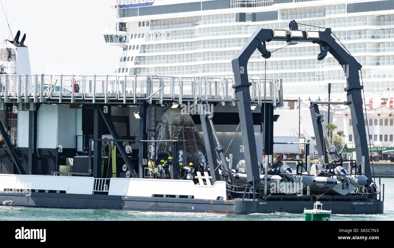 March 22, 2025, Merritt Island, Florida, USA: A SpaceX Crew Dragon ...