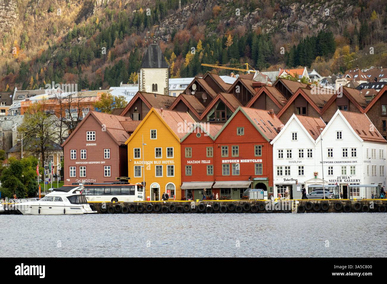 Landscape of Bergen, Norway. Scenic summer panorama of the Old Town ...
