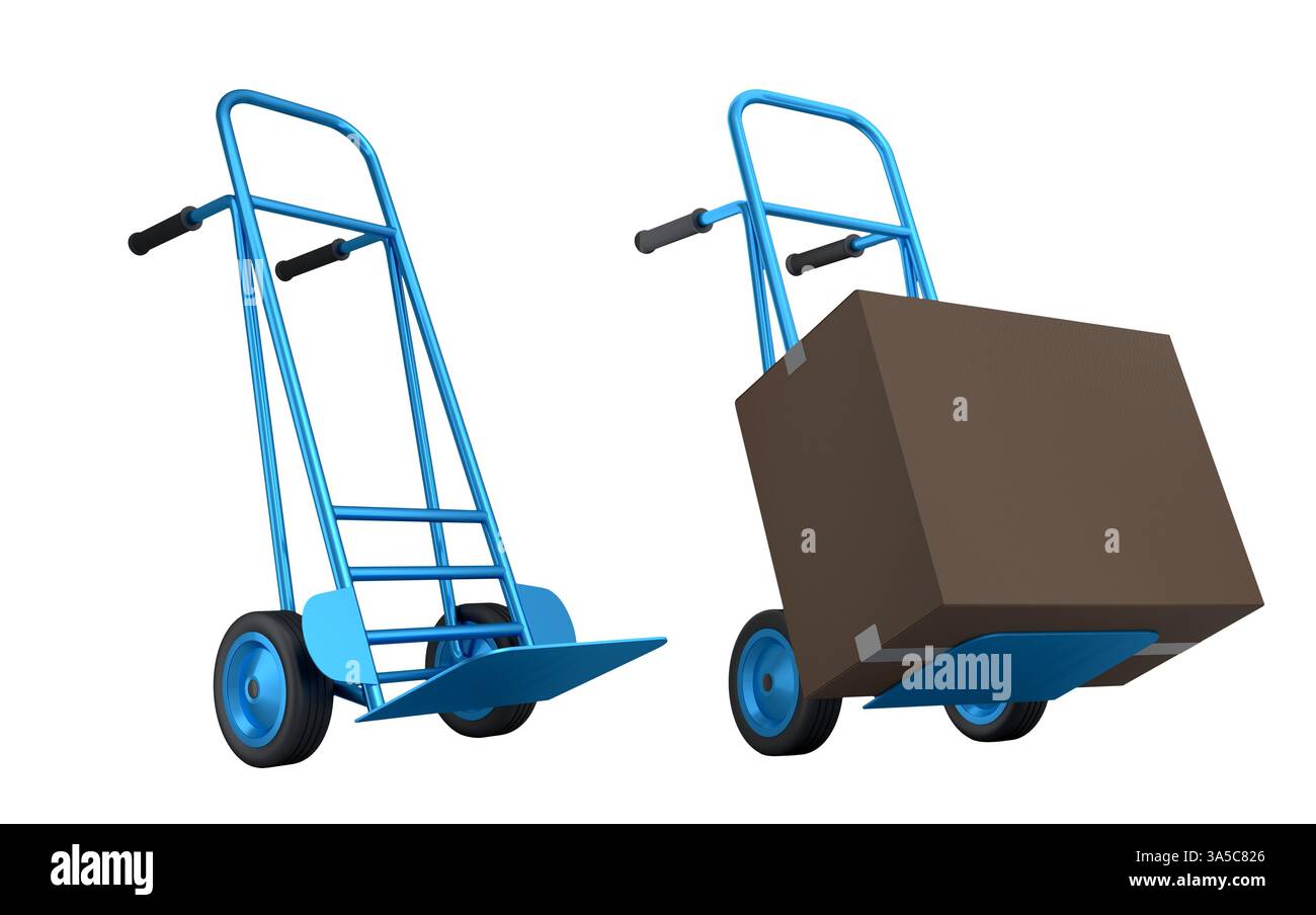 Set of Airport luggage cart or baggage trolley side with stack of ...