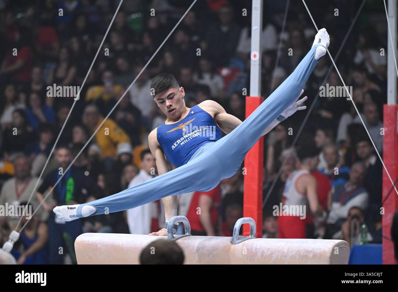 Desio, Italy. 22nd Mar, 2025. Yumin Abbadini (Aeronautica Militare) Pommel horse during Serie A ...