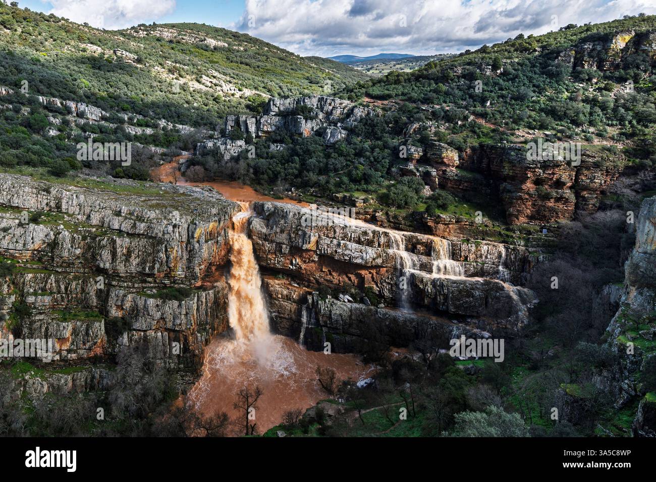 La Cimbarra Waterfall, in Aldeaquemada, Jaén, on the Guarrizas River ...