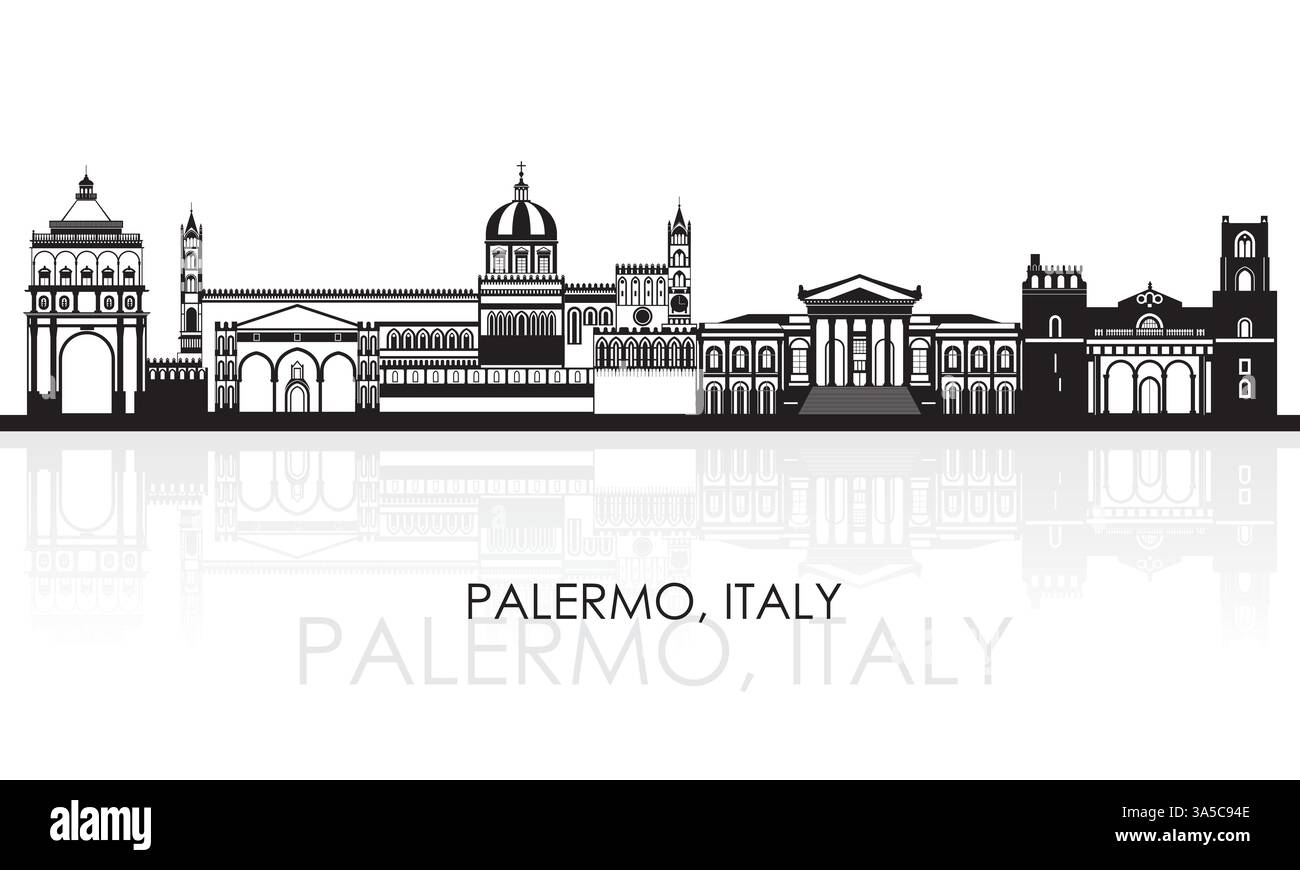 Silhouette Skyline panorama of City of Palermo, Sicily, Italy - vector ...