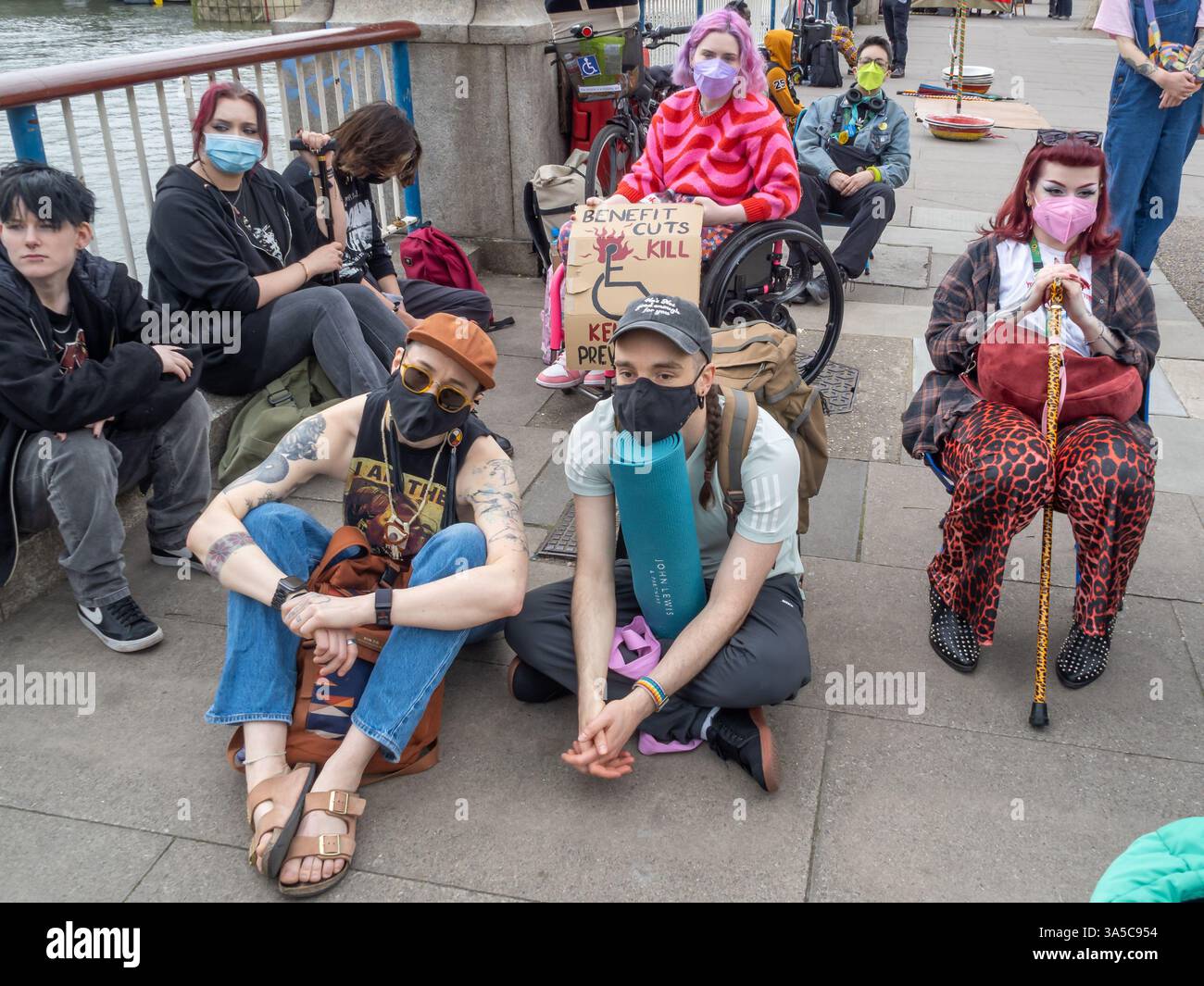 London, UK. 22 March 2025. 'Crips Against Cuts' protesters, many in ...