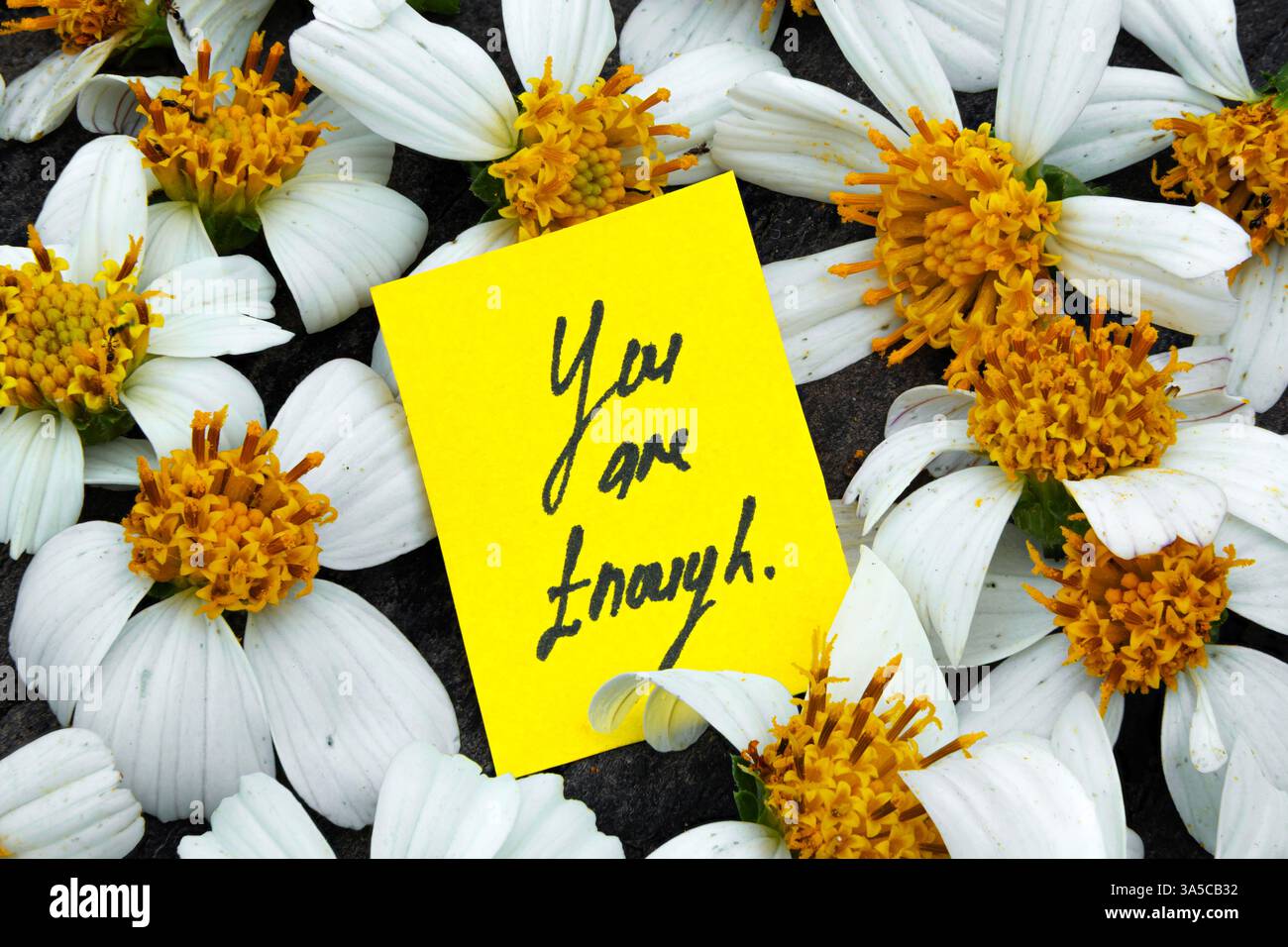 You Are Enough – Inspirational Message with Flowers. Encouraging ...