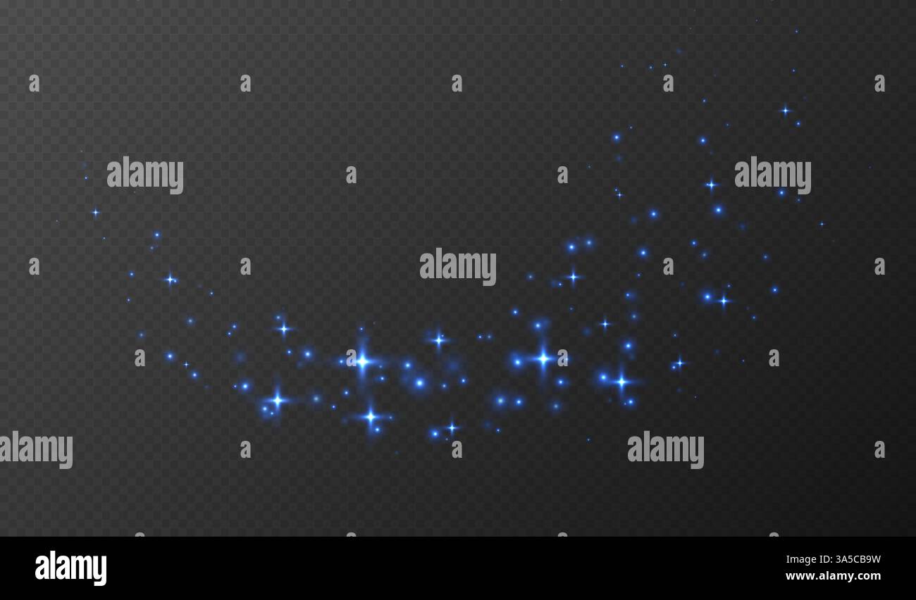 Blue sparkling stars, shiny particles light effect, transparent flying stardust texture Stock ...