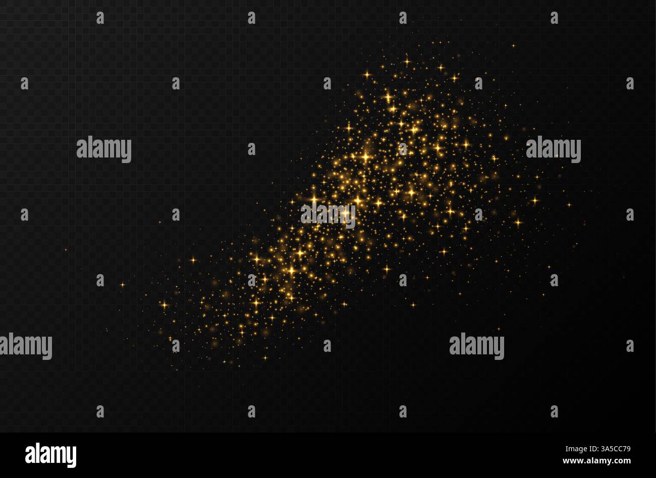 Golden sparkling stars, shiny particles light effect, transparent flying stardust texture Stock ...