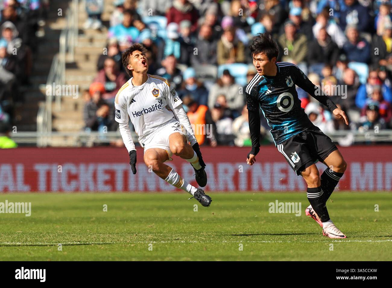 March 22nd, 2025: Los Angeles Galaxy defender Julian Aude (3) reacts ...