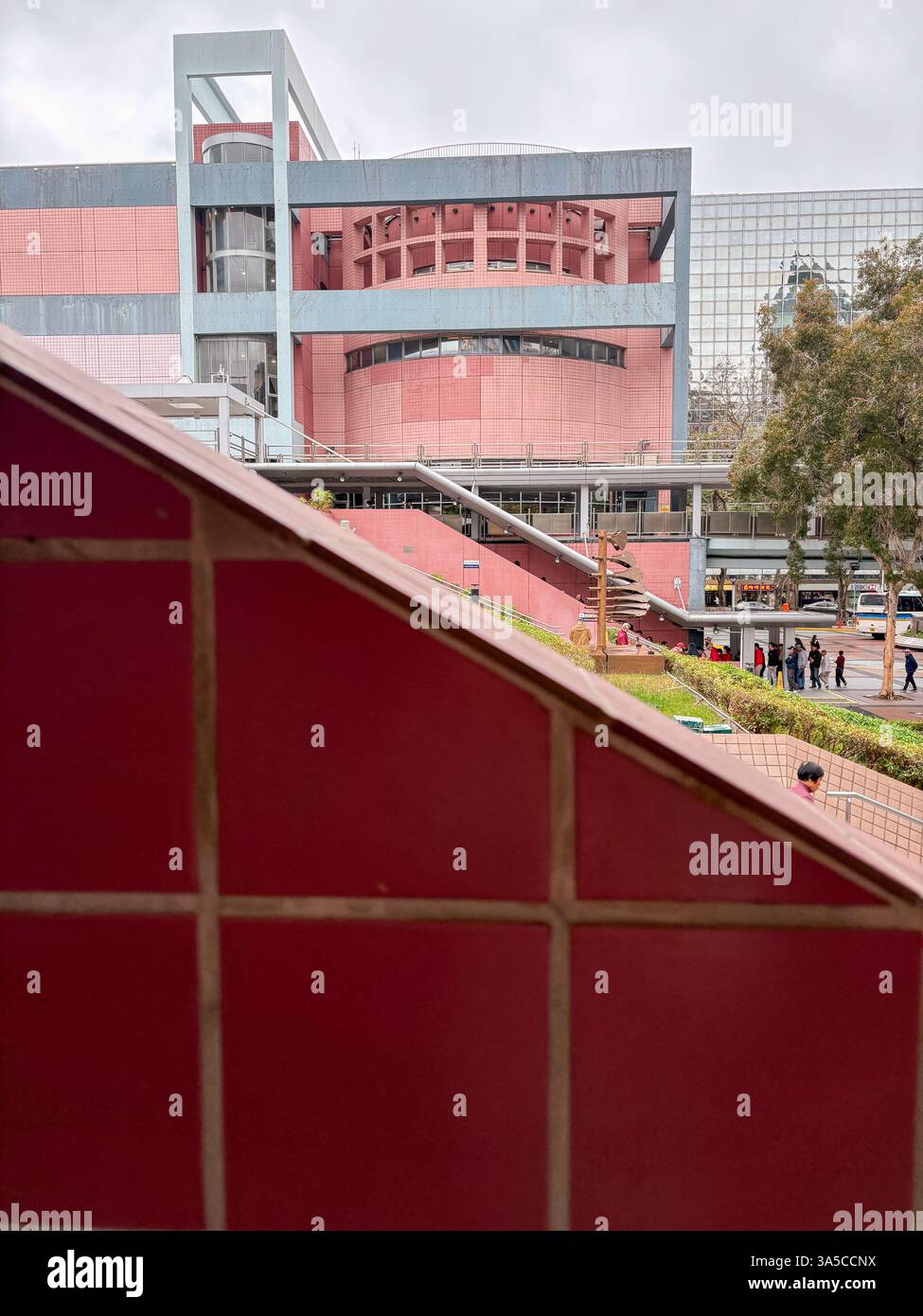 Architectural elements in Hong Kong, featuring a layered building ...