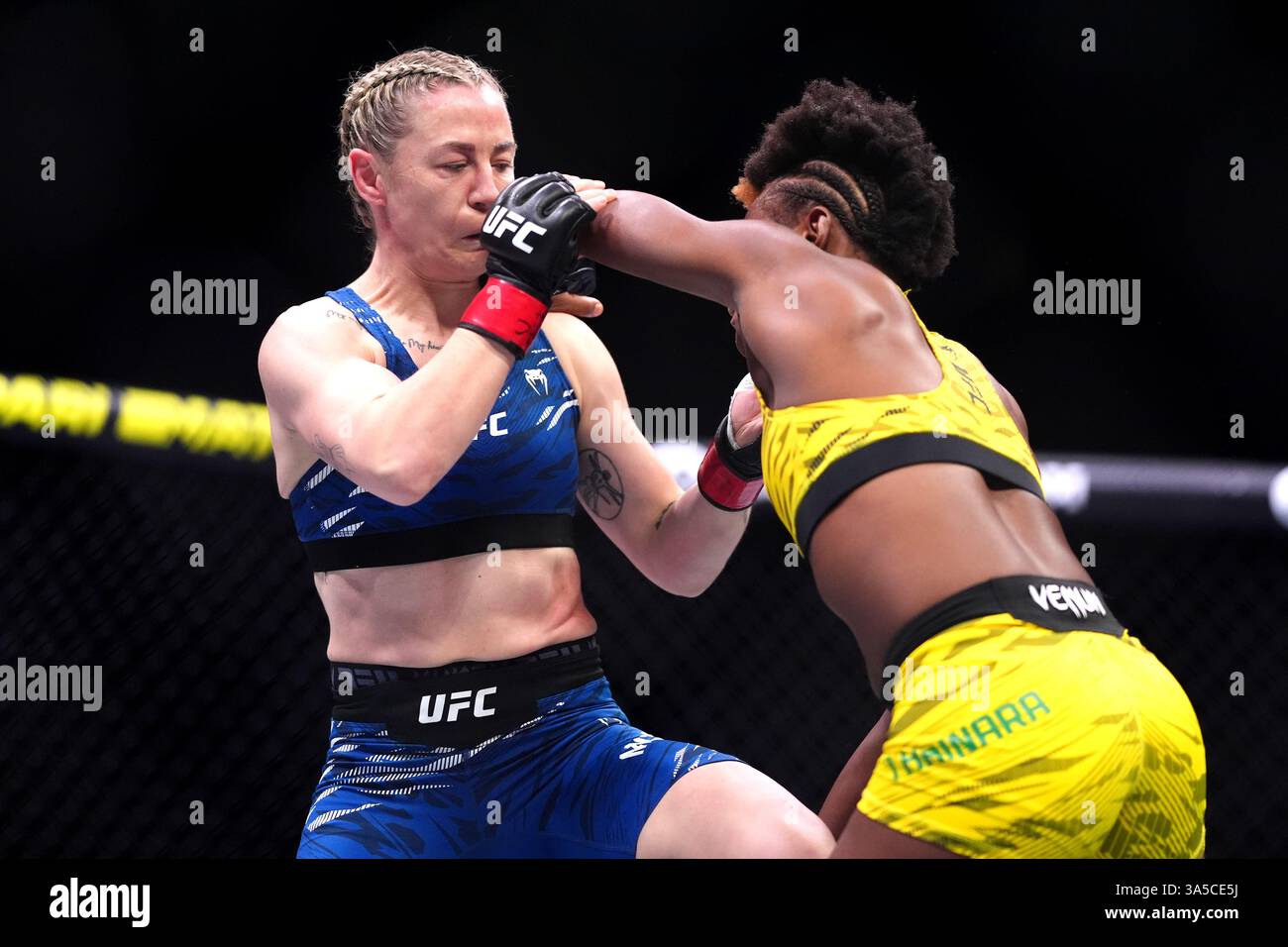 Molly McCann (left) in action against Alexia Thainara in the women's ...