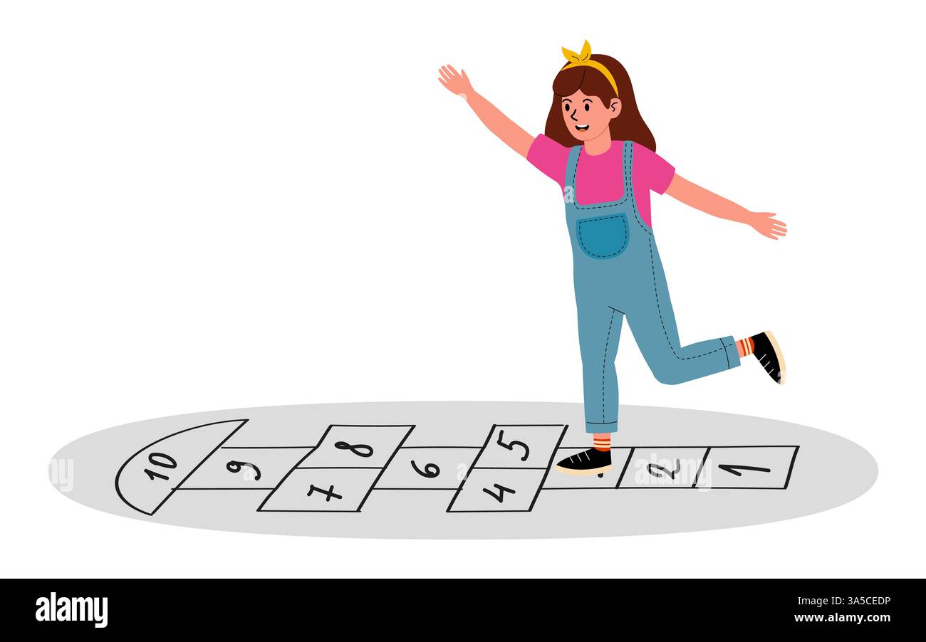 Child playing hopscotch Stock Vector Images - Alamy