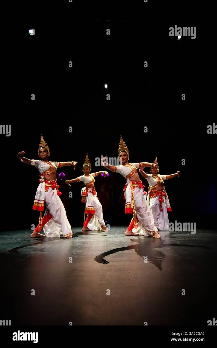 Youth of the Sri Lankan community perform a traditional dance during a ...