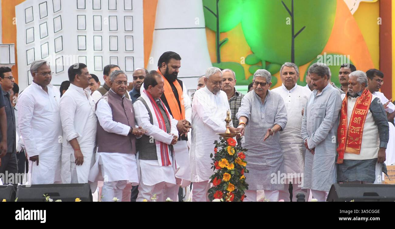 PATNA, INDIA - MARCH 22: Bihar Chief Minister Nitish Kumar along with ...