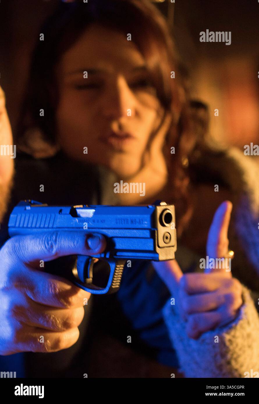pistol, a handgun for shooting at an attacker or target pistol, a ...