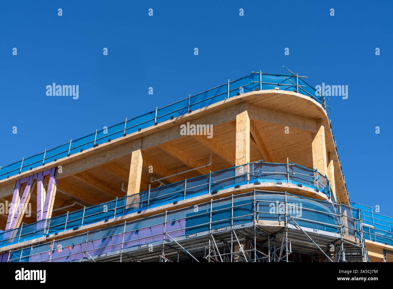 Tauranga New Zealand - March 22 2025;Timber construction in multi-level ...