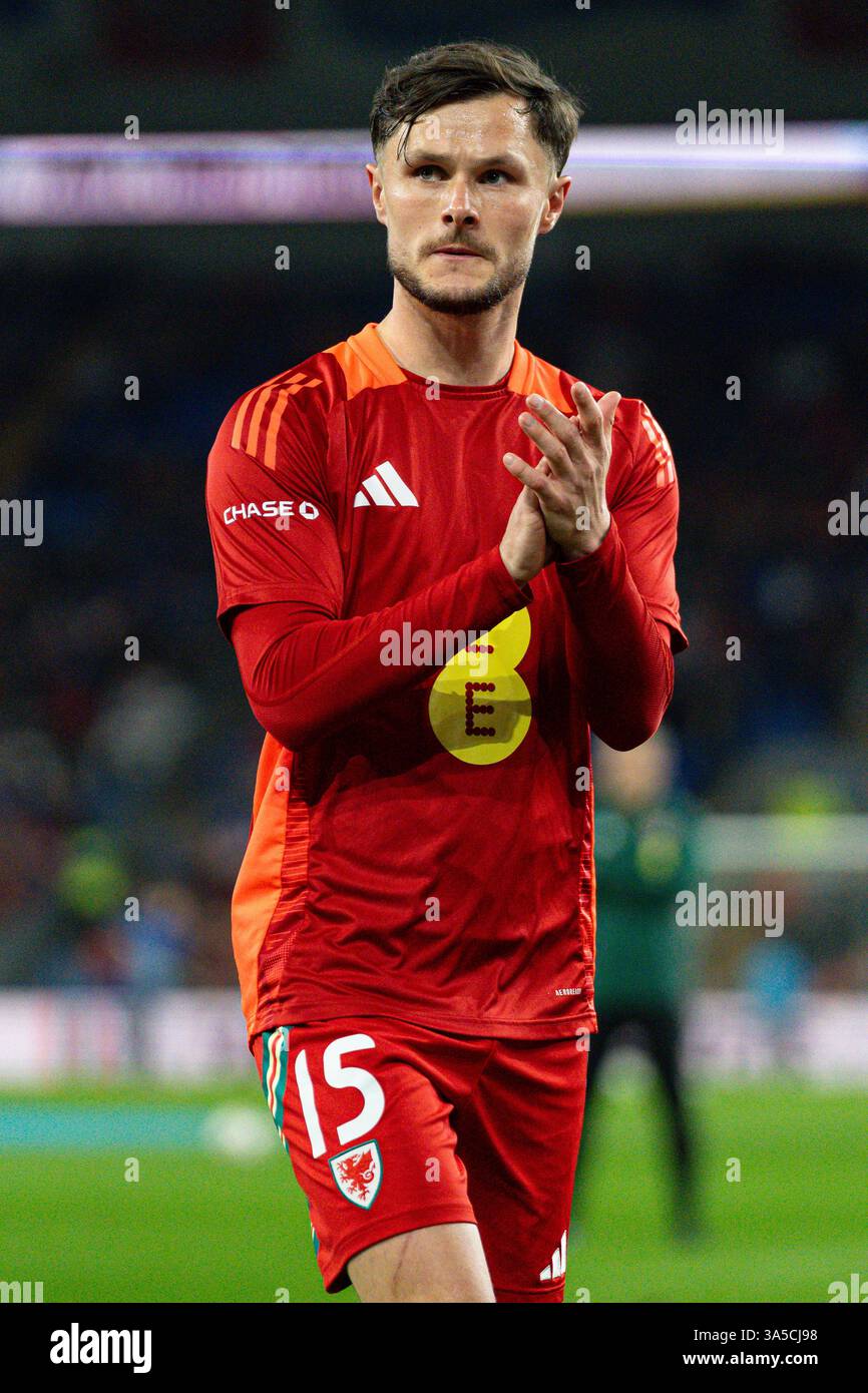 Cardiff, UK. 22nd Mar, 2025. Liam Cullen of Wales during the FIFA World ...