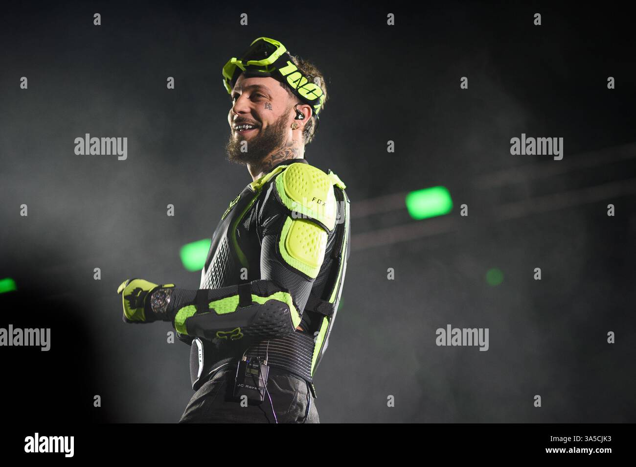 Singer JC Reyes performs during the concert Movistar Arena in Madrid ...