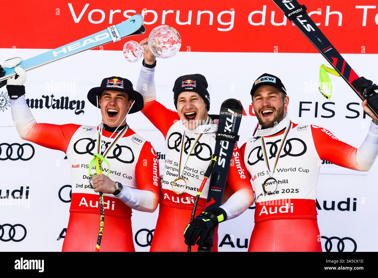 March 22, 2025, Sun Valley, Idaho, United States: The top three ski ...