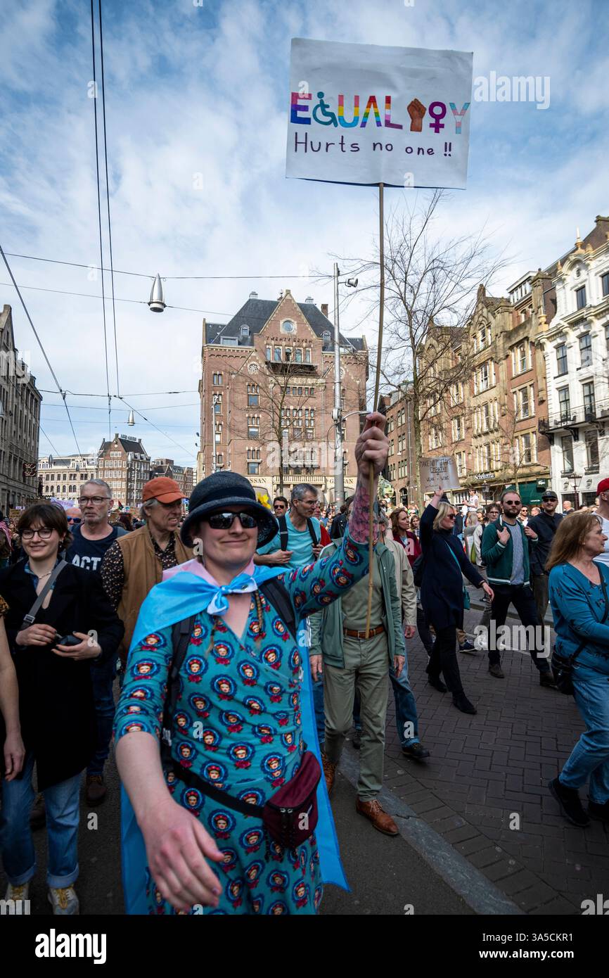 Amsterdam, North Holland, Netherlands. 22nd Mar, 2025. A demonstrator ...