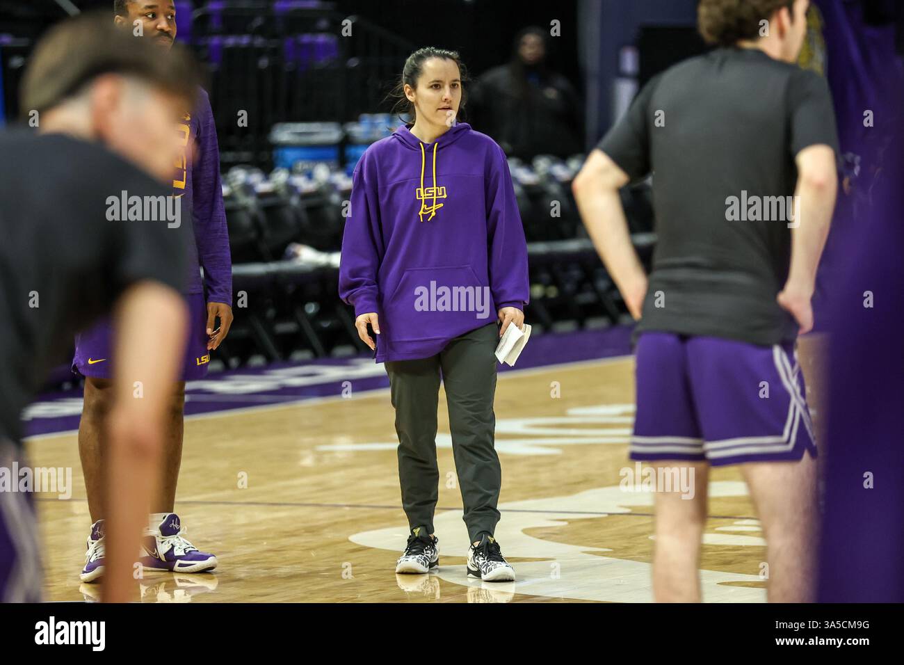 March 21, 2025: LSU assistant coach Kaylin Rice looks on during LSU's ...