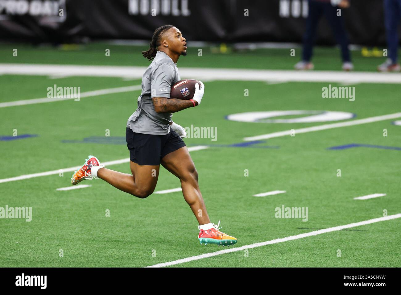 Texas Tech running back Tahj Brooks participates in a drill during the ...