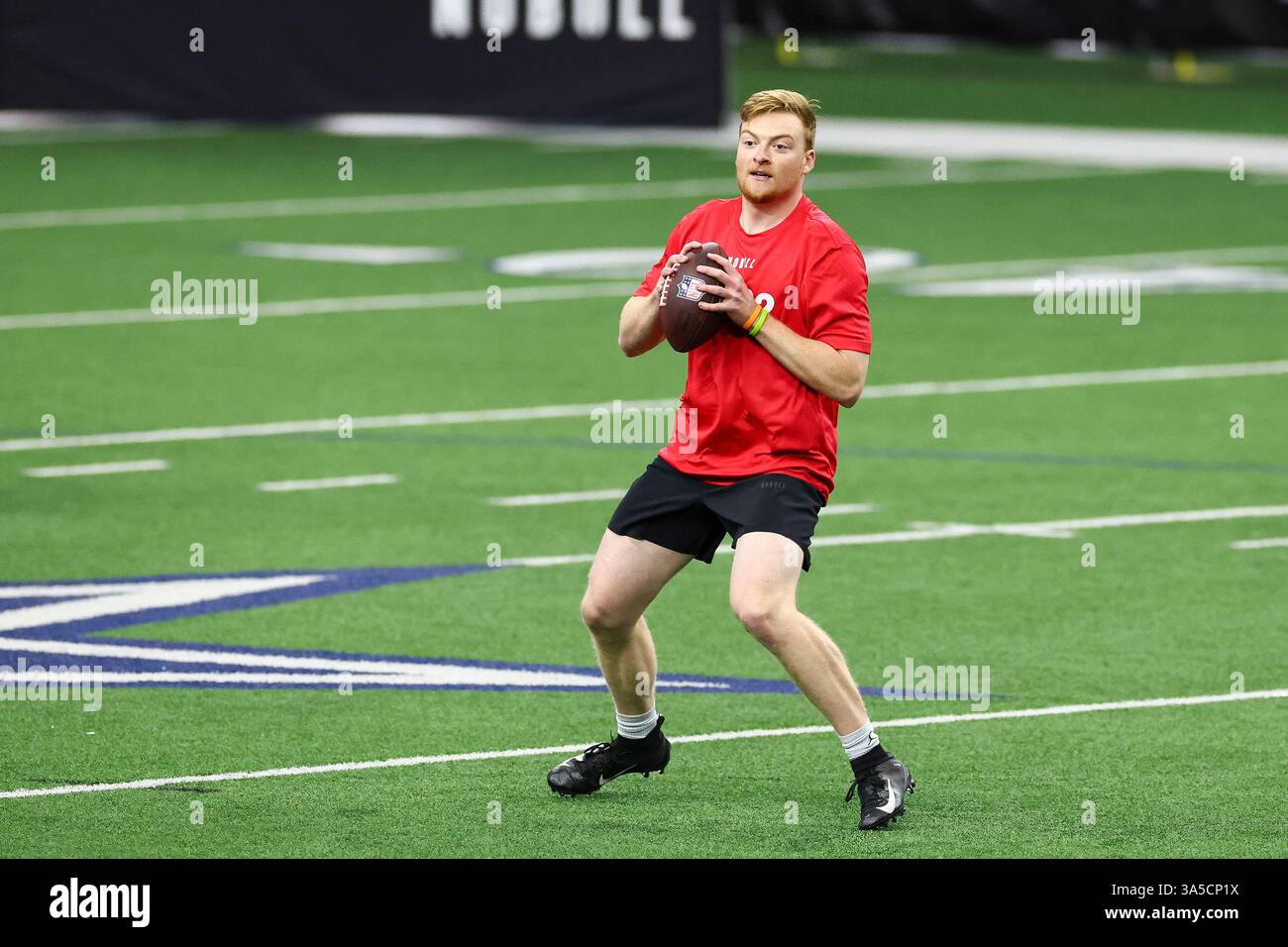 Oklahoma State quarterback Alan Bowman participates in a drill during ...